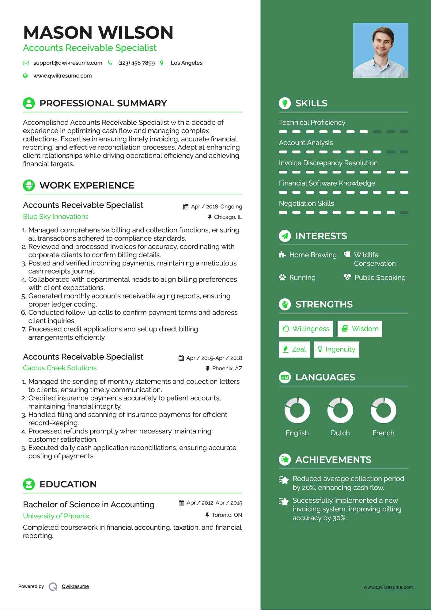 Accounts Receivable Resume Template
