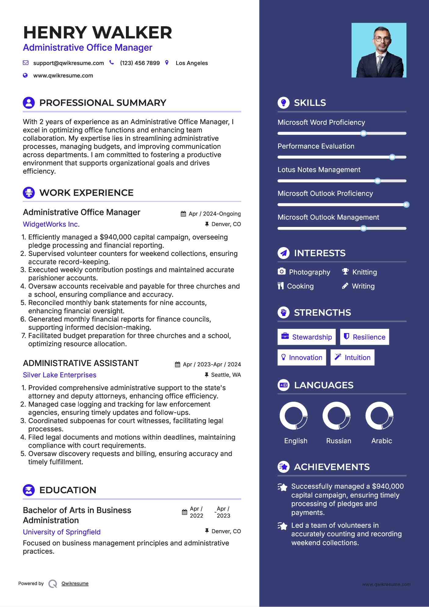 Administrative Office Manager Resume Samples QwikResume