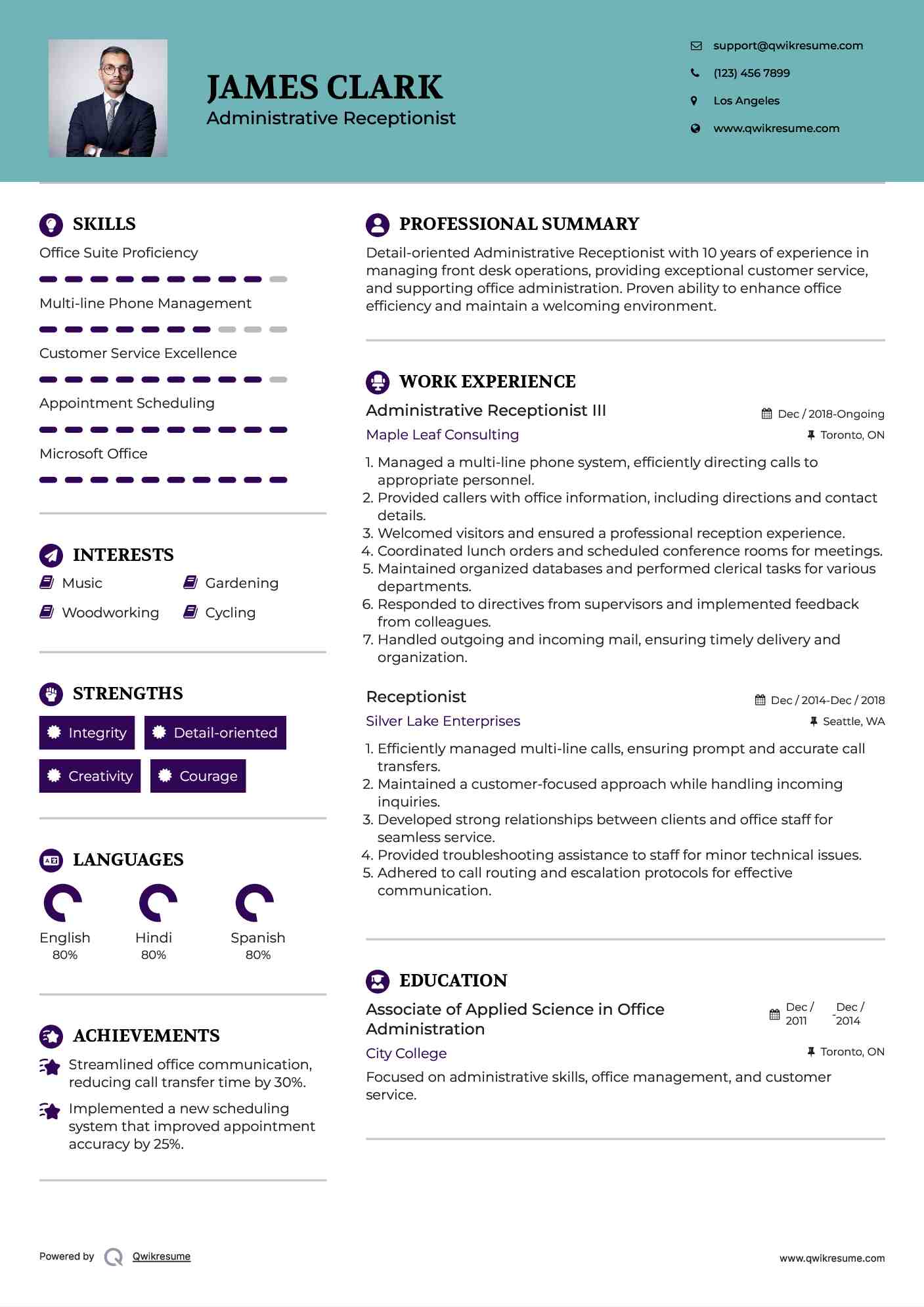 10+ Administrative Receptionist Resume Samples & Templates For 2025