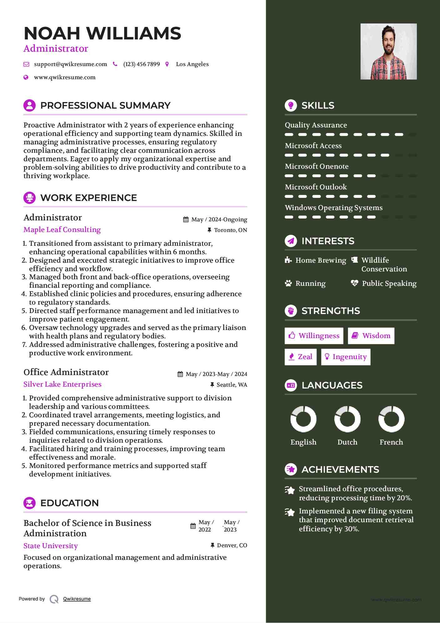 Administrator Resume Samples QwikResume