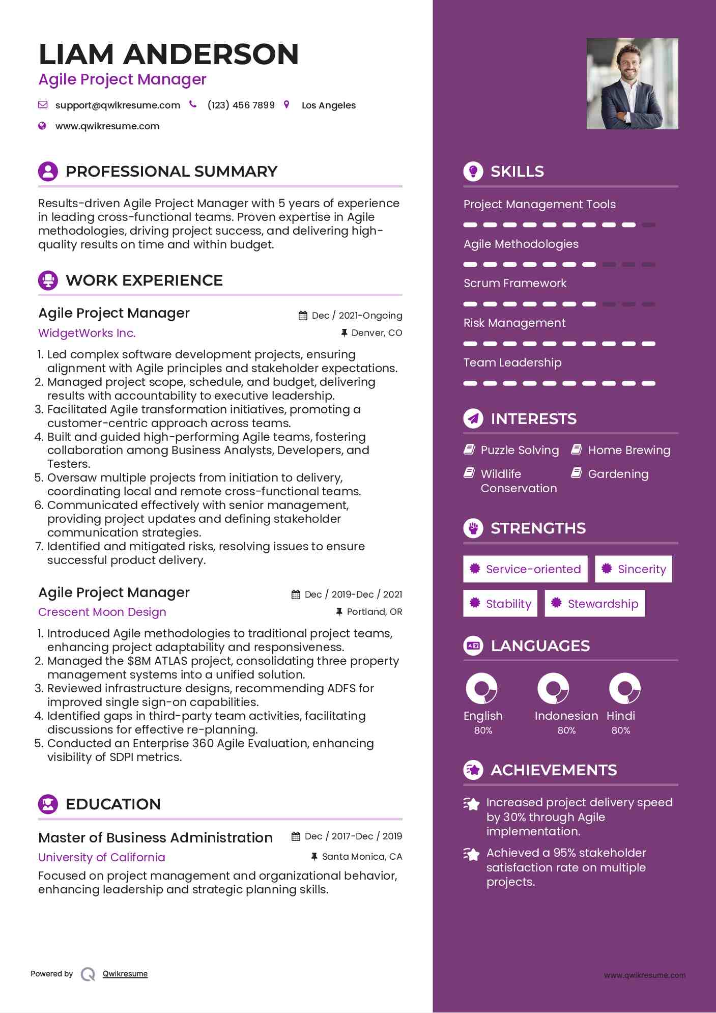 Agile Project Manager Resume Luisalvesthomaz