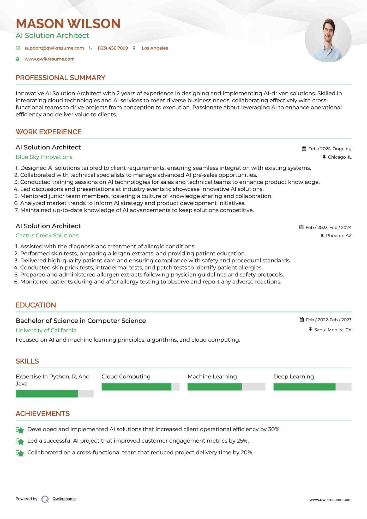 10+ AI Solution Architect Resume Samples & Templates for 2025