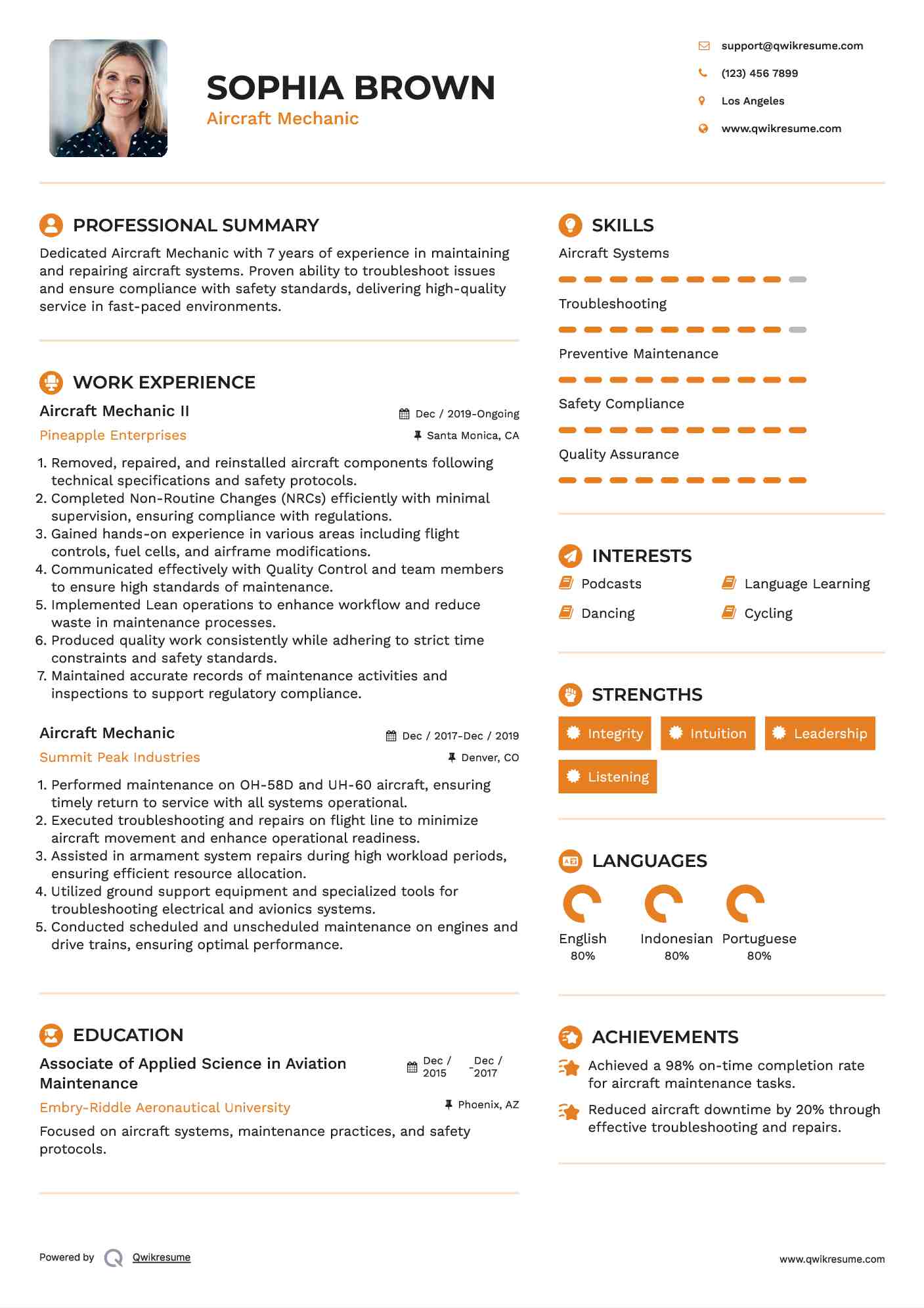 Aviation Mechanic Resume Templates