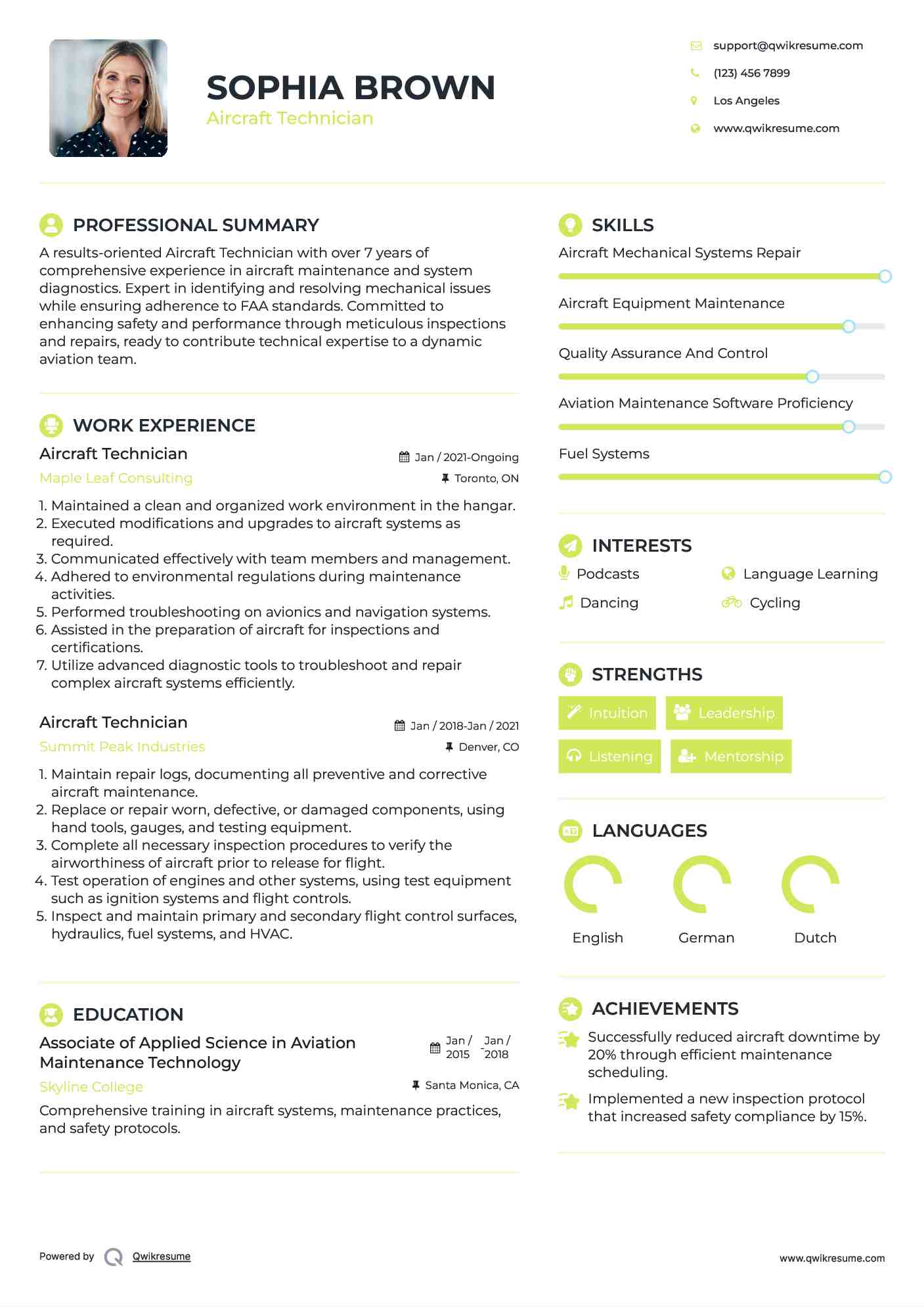 Aviation Maintenance Technician Resume Best Event In The World