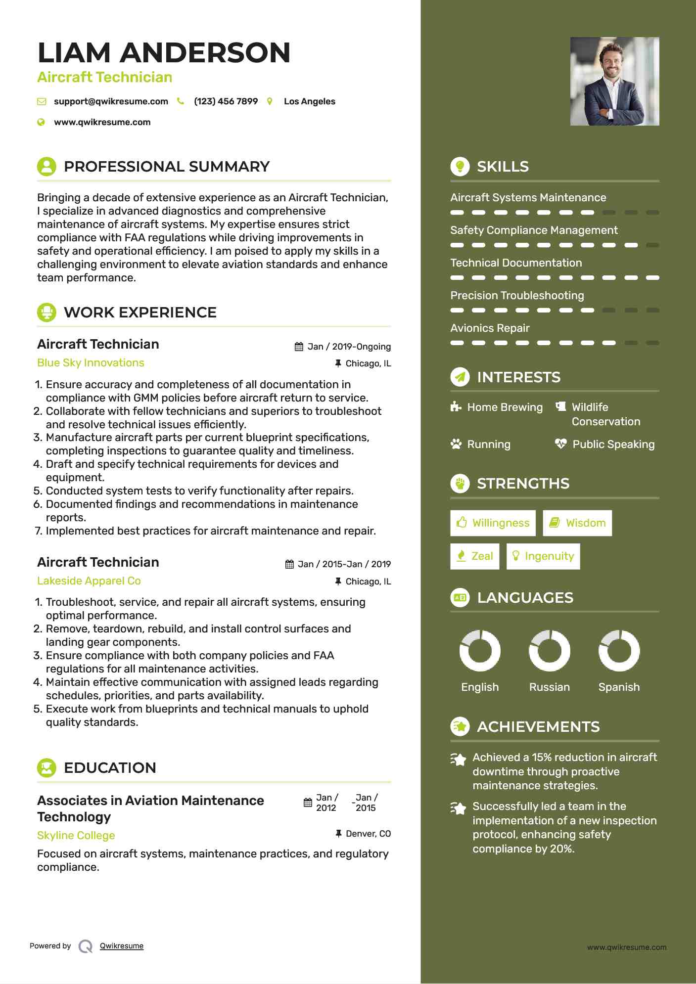 Resume Examples For Aircraft Mechanics