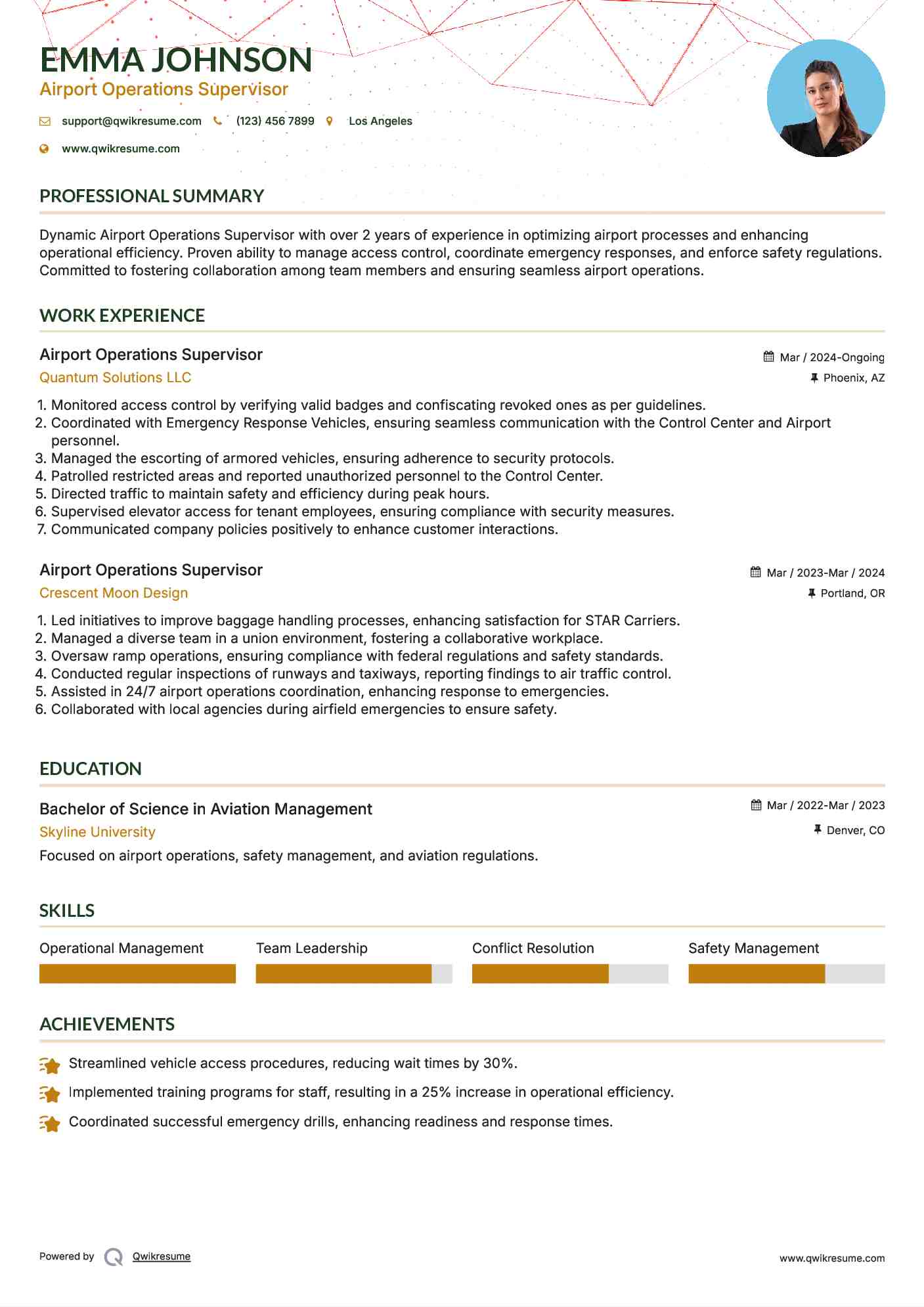 10 Airport Operations Supervisor Resume Samples And Templates For 2025
