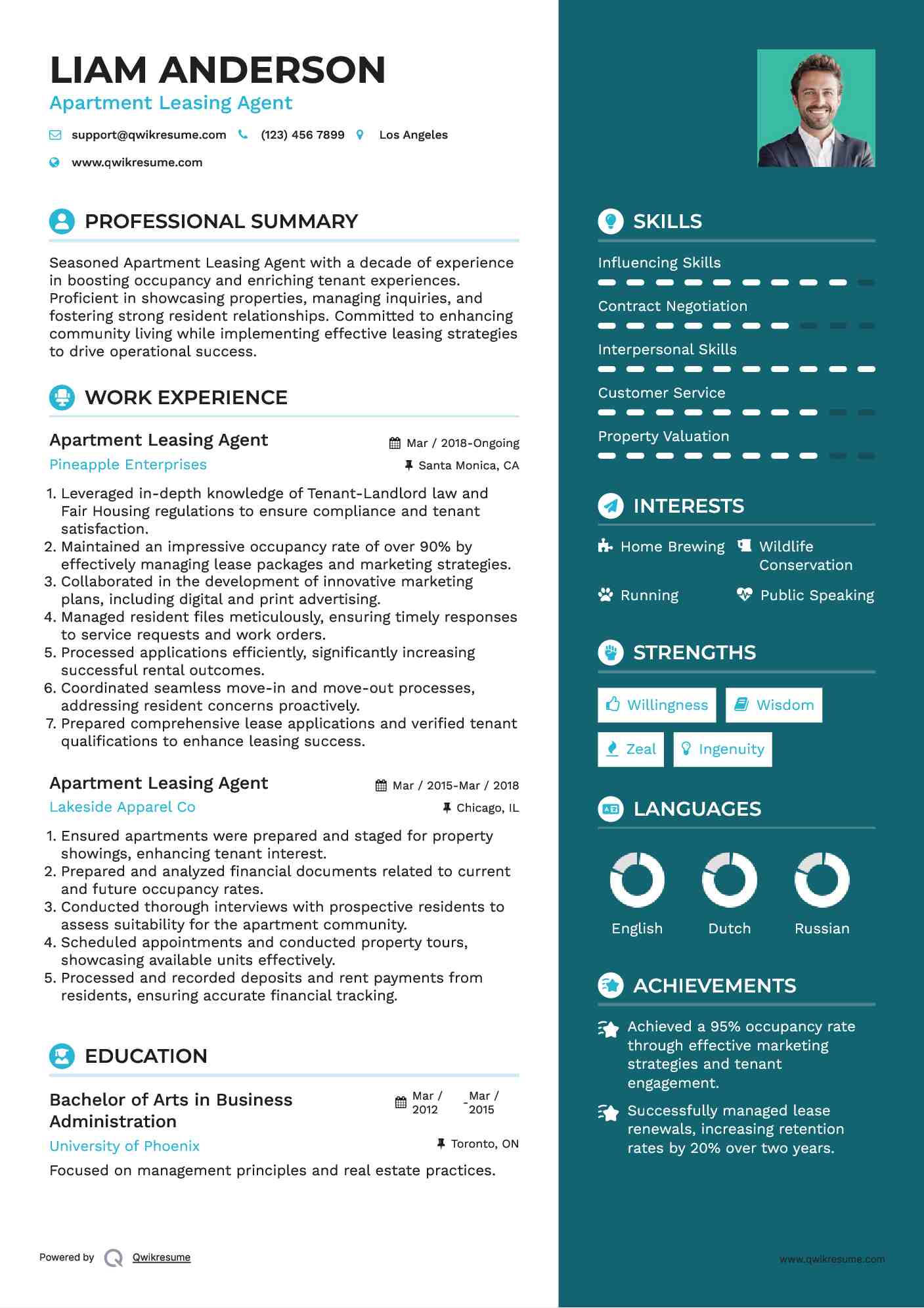 Apartment Leasing Agent Resume Samples QwikResume