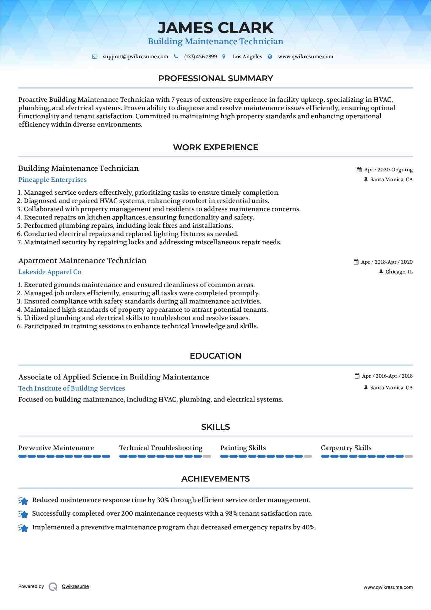 Maintenance Supervisor Checklist Apartment Maintenance Technician