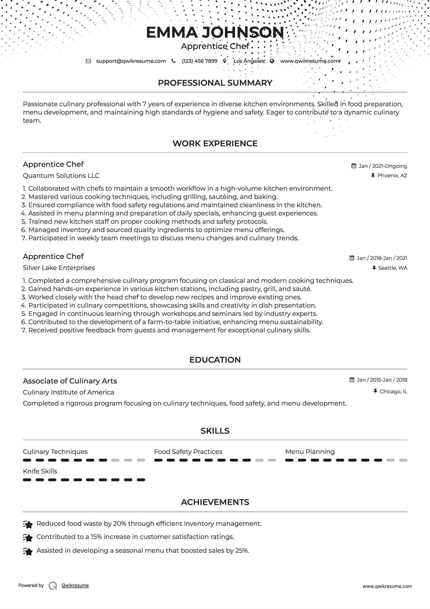 10 Apprentice Chef Resume Samples And Templates For 2025