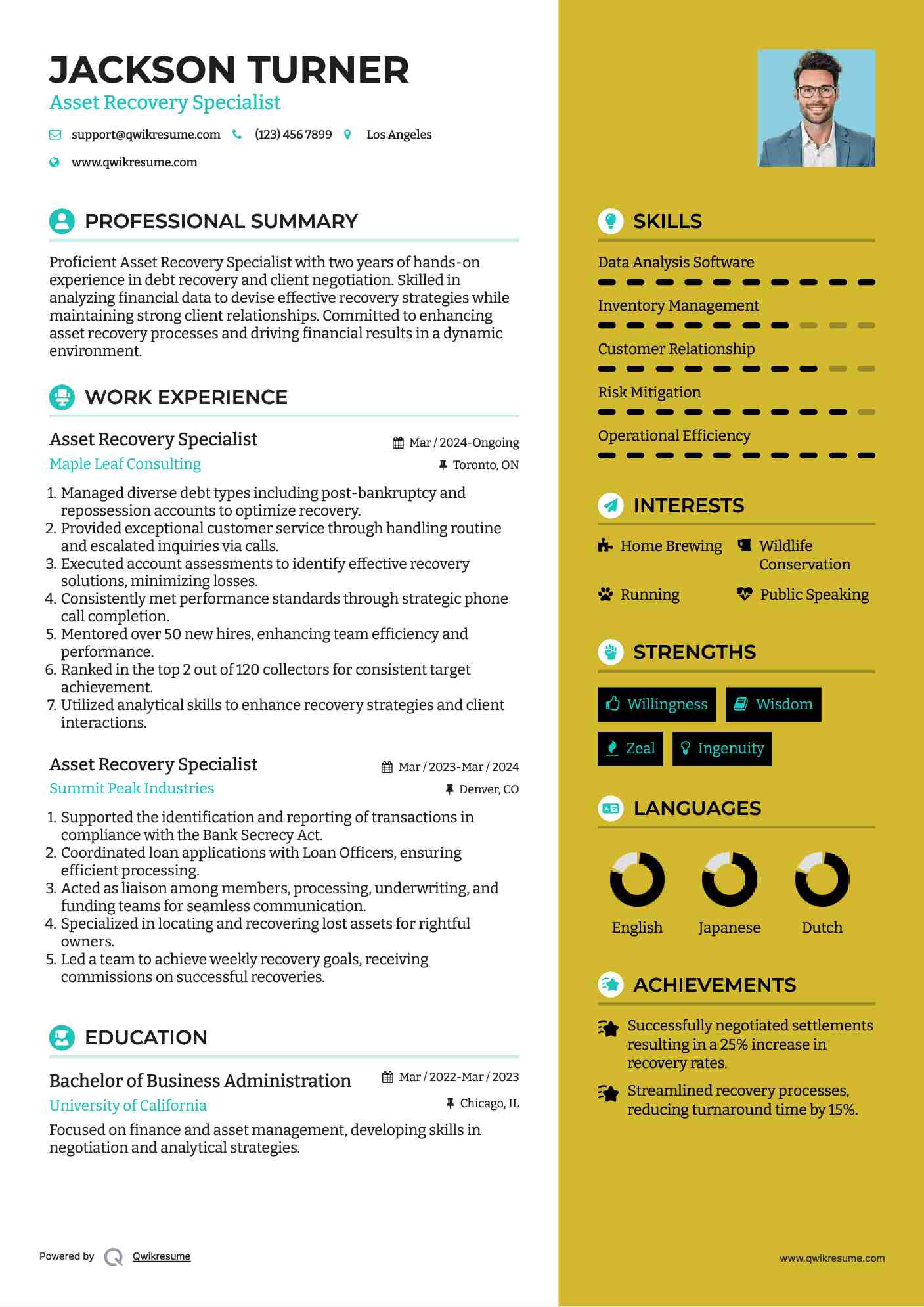 Asset Recovery Specialist Resume Samples QwikResume