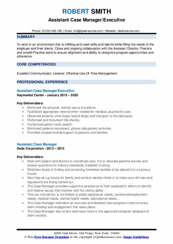 Case Management Resume