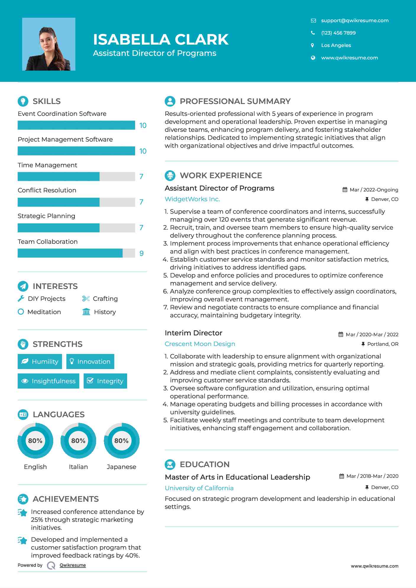 Assistant Director Resume Samples QwikResume