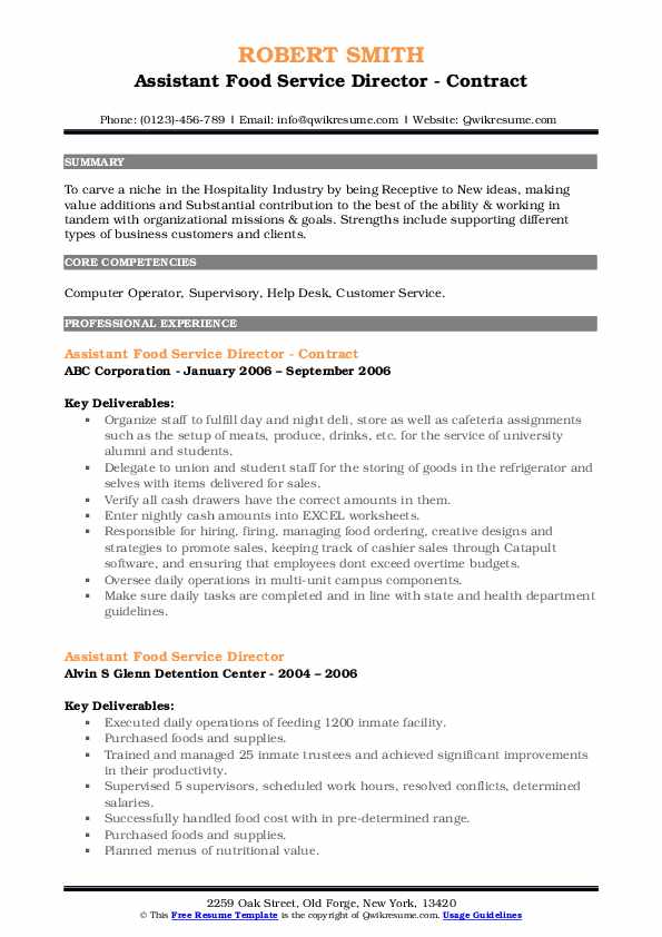 Assistant Food Service Director Resume Samples QwikResume Assistant Food Service Director Resume Samples QwikResume