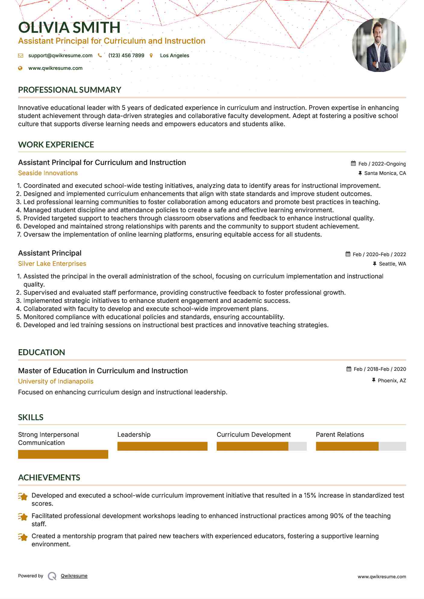 Assistant Principal Resume Samples QwikResume