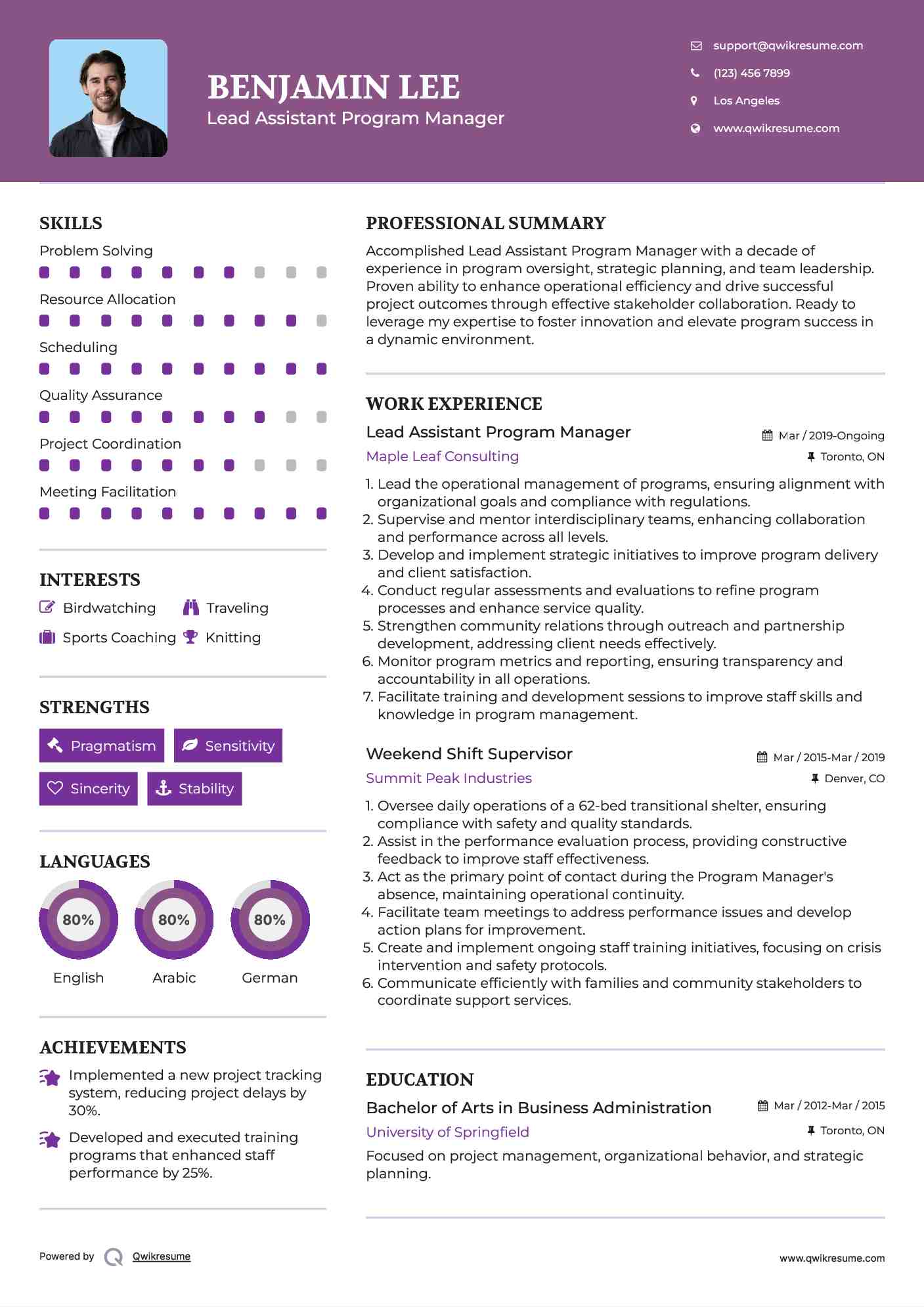 Assistant Program Manager Resume Samples QwikResume
