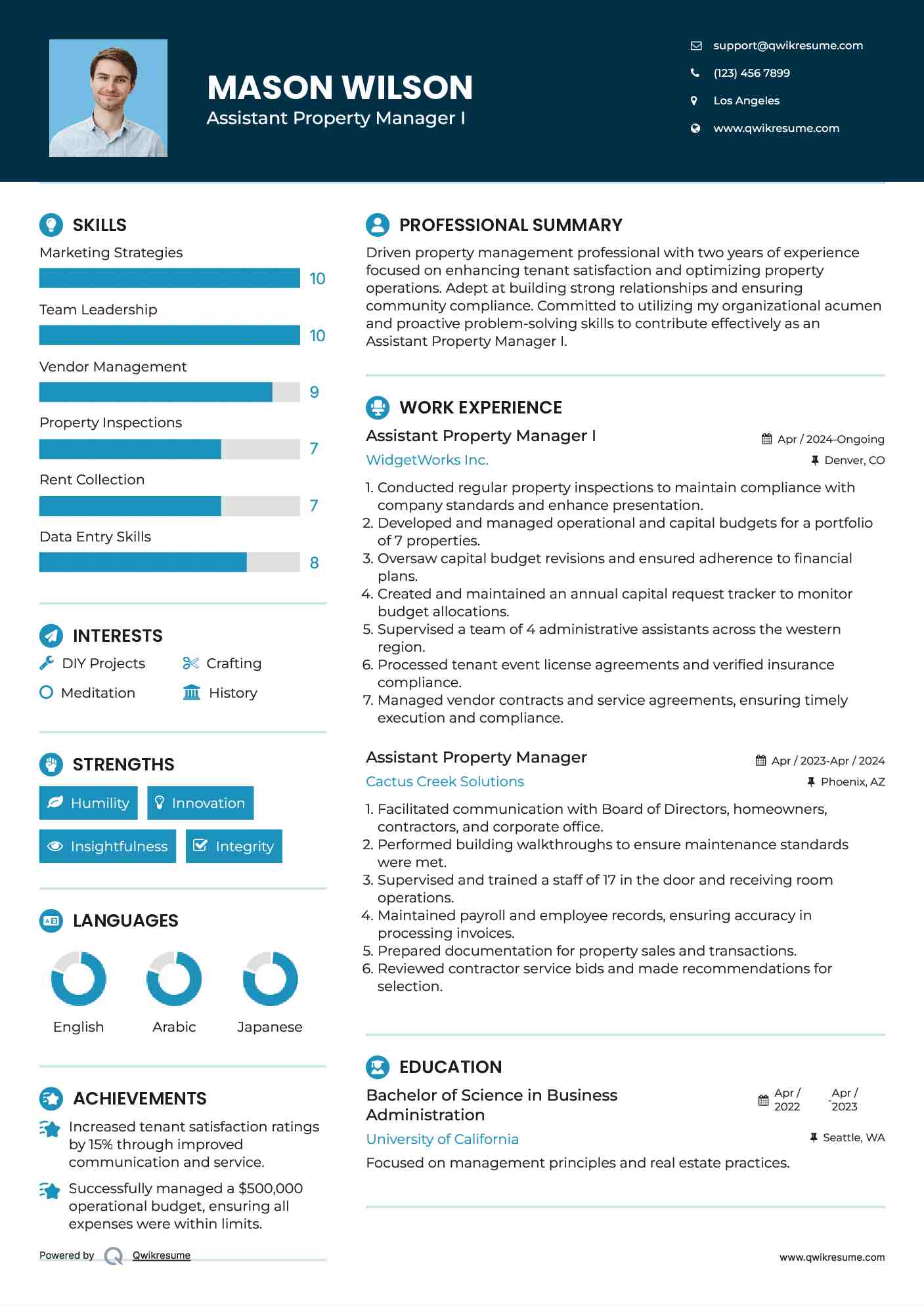 Assistant Property Manager Resume Samples QwikResume