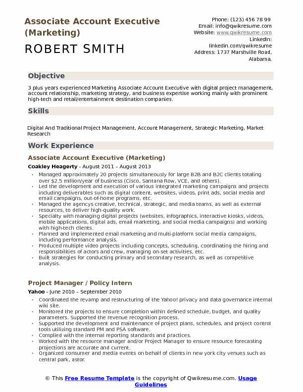 Associate Account Executive Resume Samples QwikResume