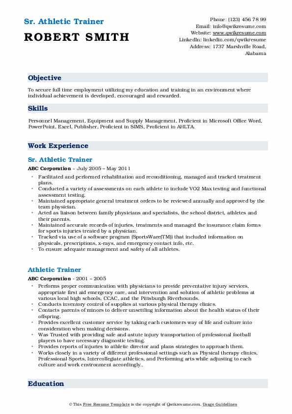 Head Athletic Trainer Resume Samples | QwikResume Head Athletic Trainer Resume Samples | QwikResume