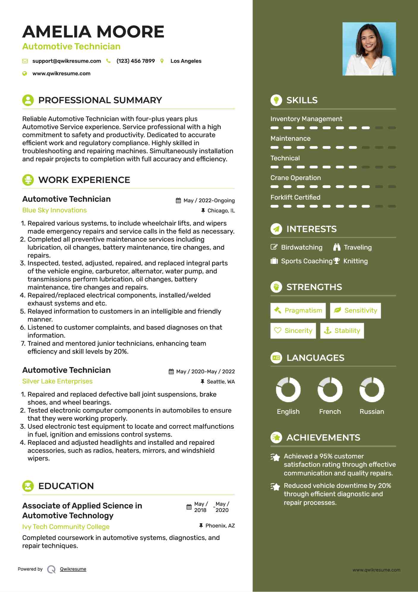  Automotive Technician Resume Template Automotive Technician Resume 