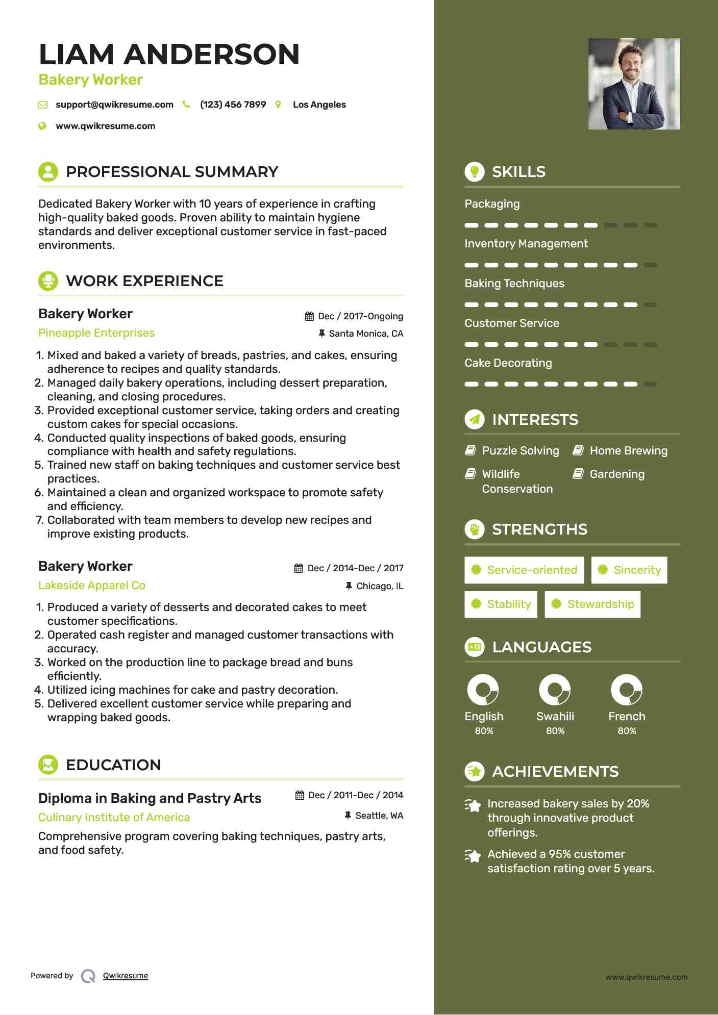 Sample Resume For Bakery Position Sample Resume For Bakery Position