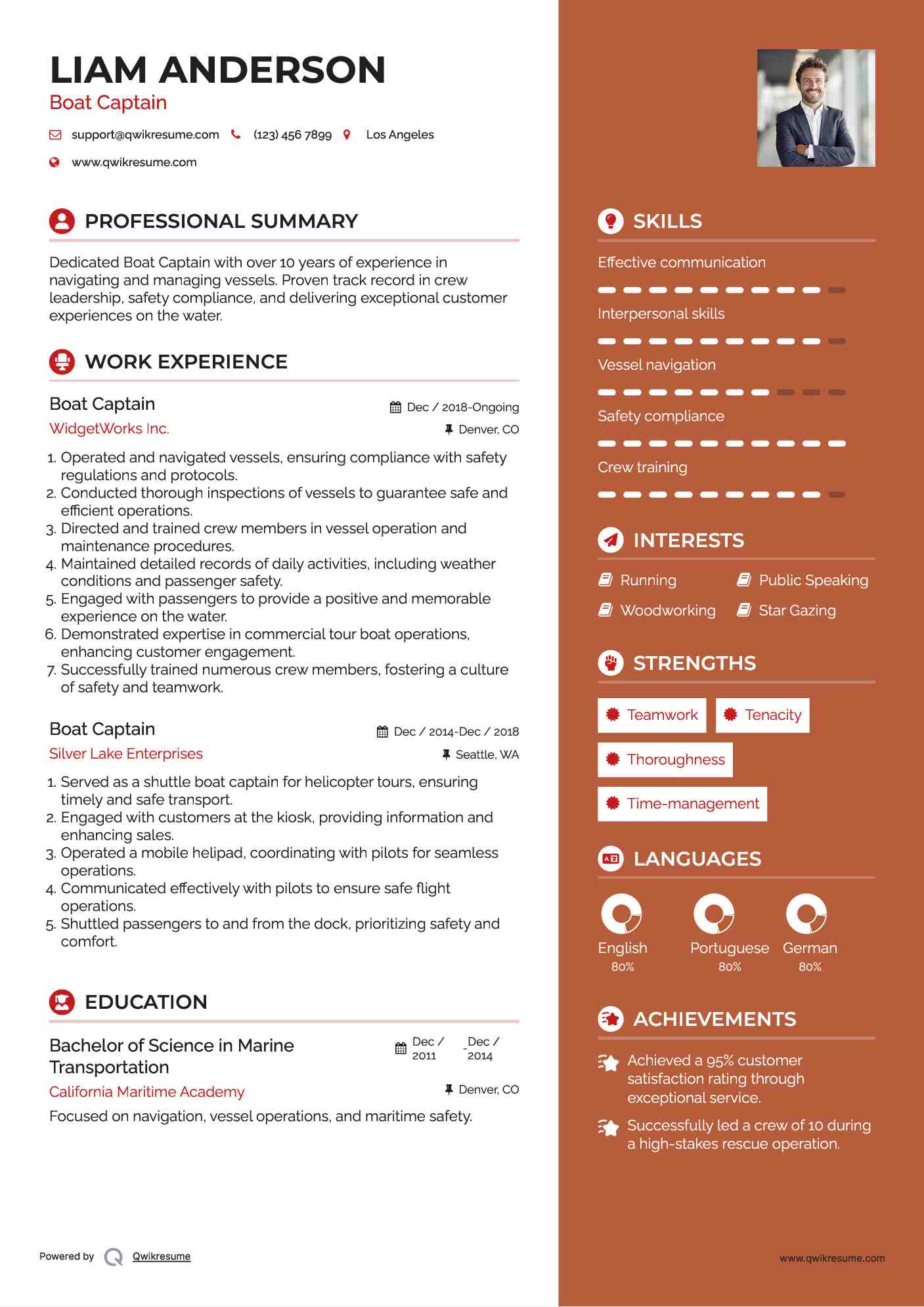 Boat Captain Resume Samples QwikResume