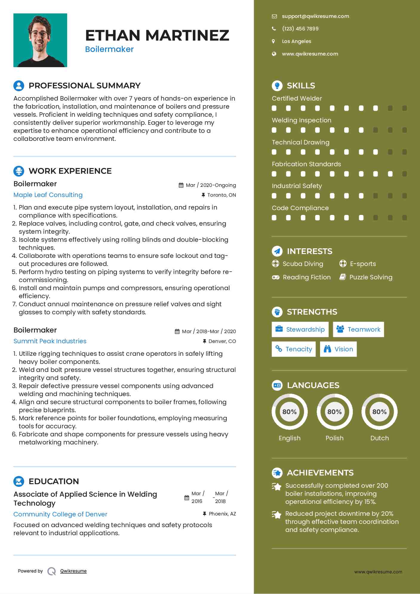 Boilermaker Resume Samples QwikResume
