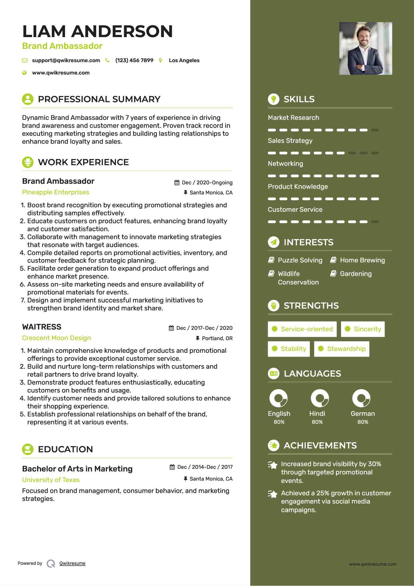 Brand Ambassador Resume Samples QwikResume