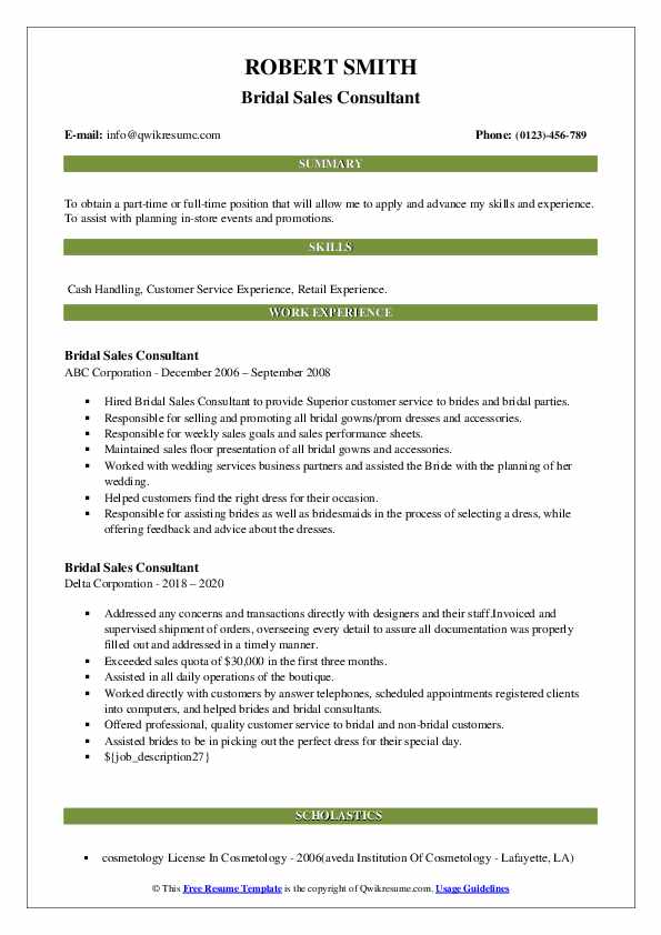 Bridal Sales Consultant Resume Samples QwikResume Bridal Sales Consultant Resume Samples QwikResume