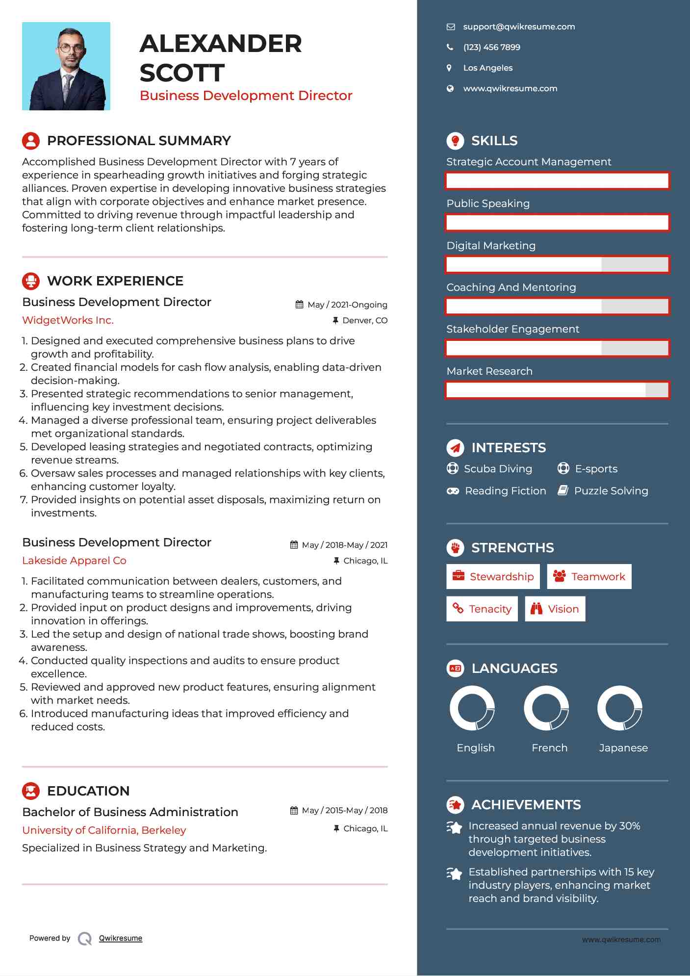 Business Development Director Resume Samples QwikResume