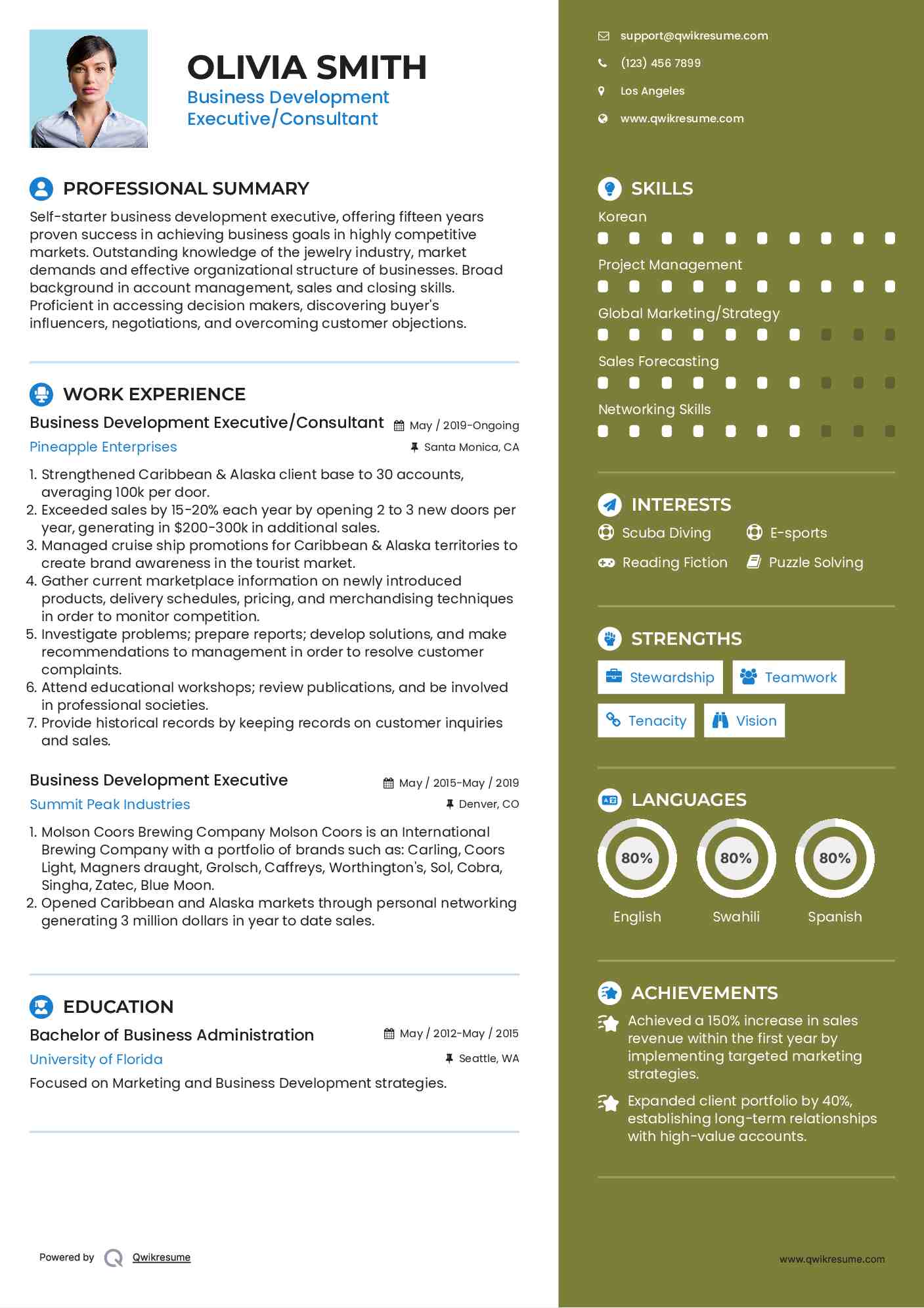 Business Development Executive Resume Samples QwikResume