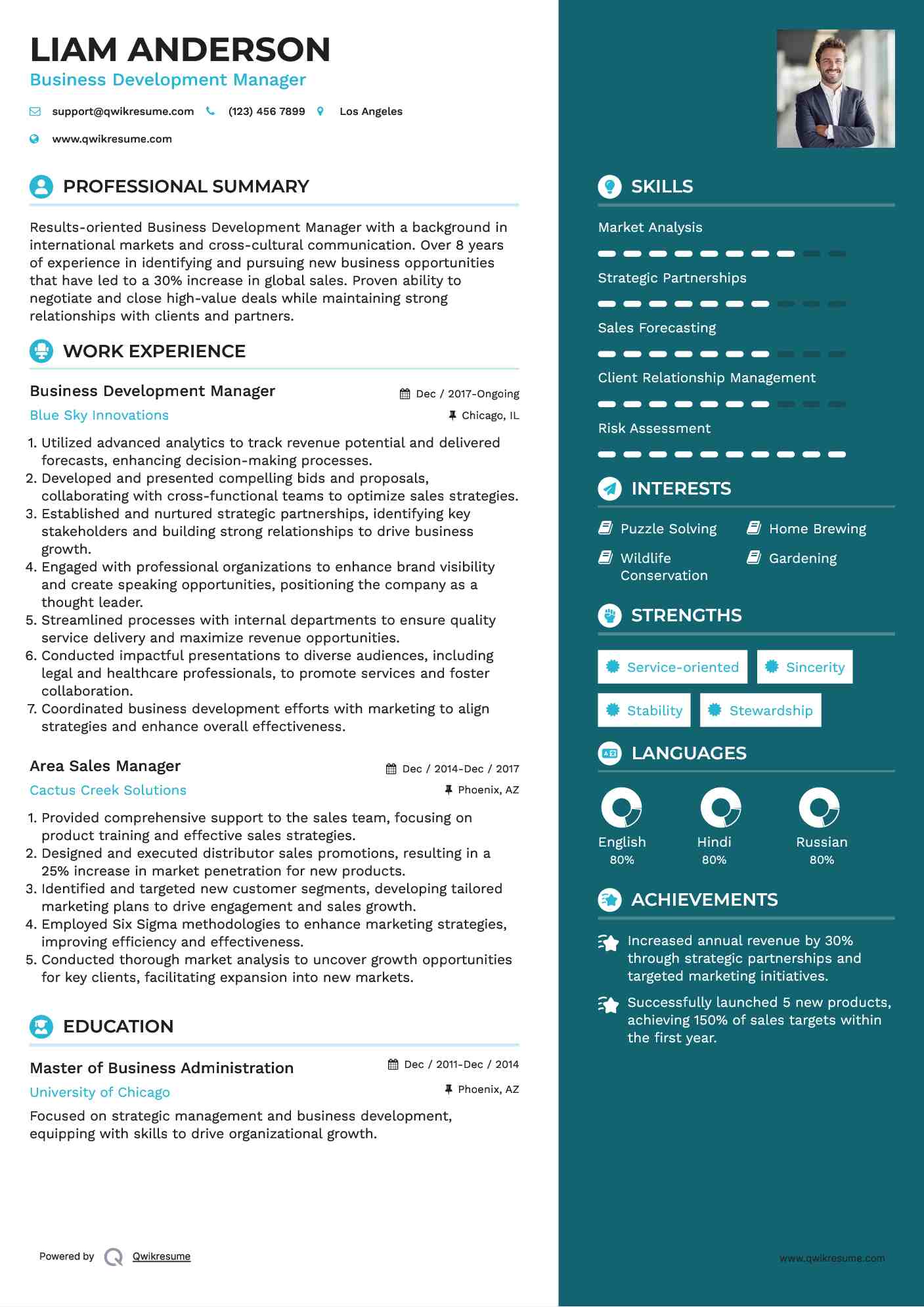 Business Development Manager Resume Samples QwikResume