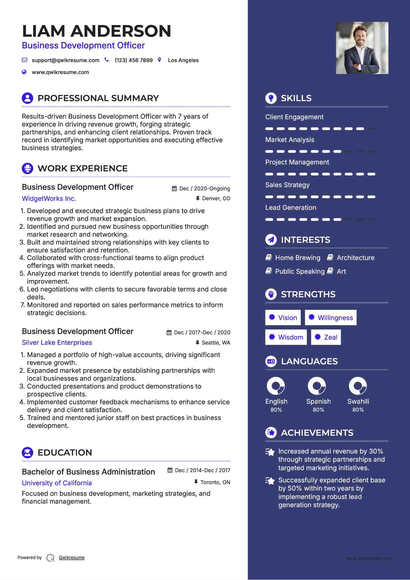 Business Development Officer Resume Samples QwikResume