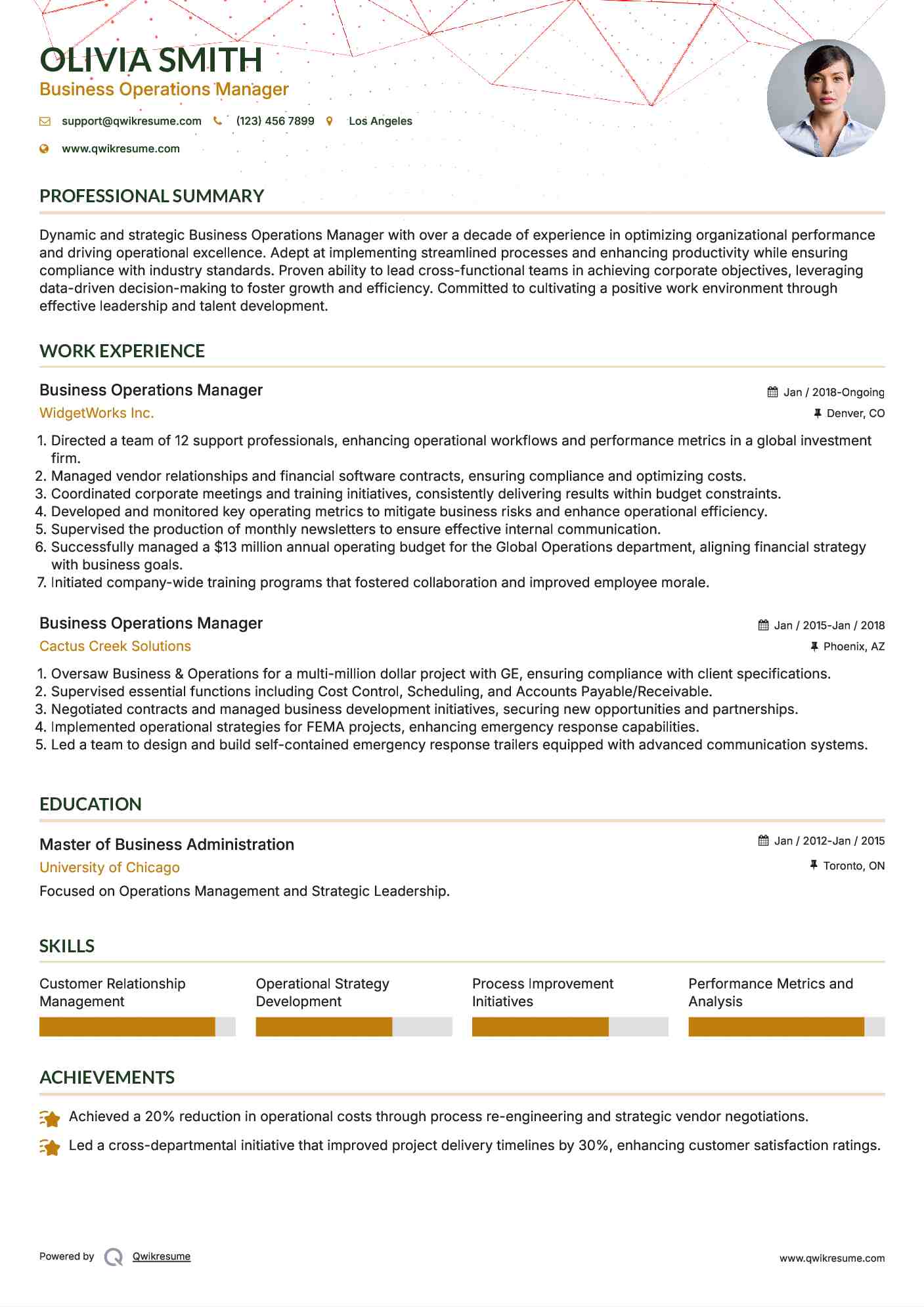 Operations Manager Resume Sample Sutajoyoe