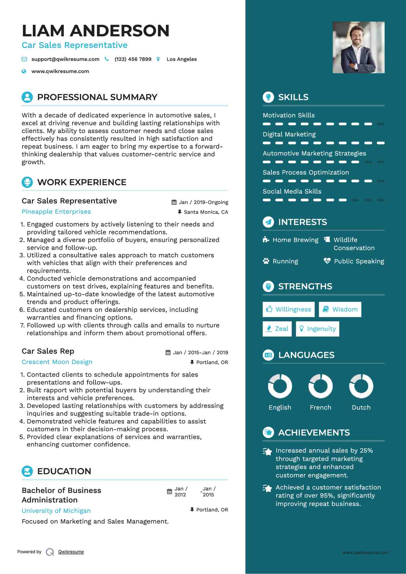 Car Sales Representative Resume Samples QwikResume