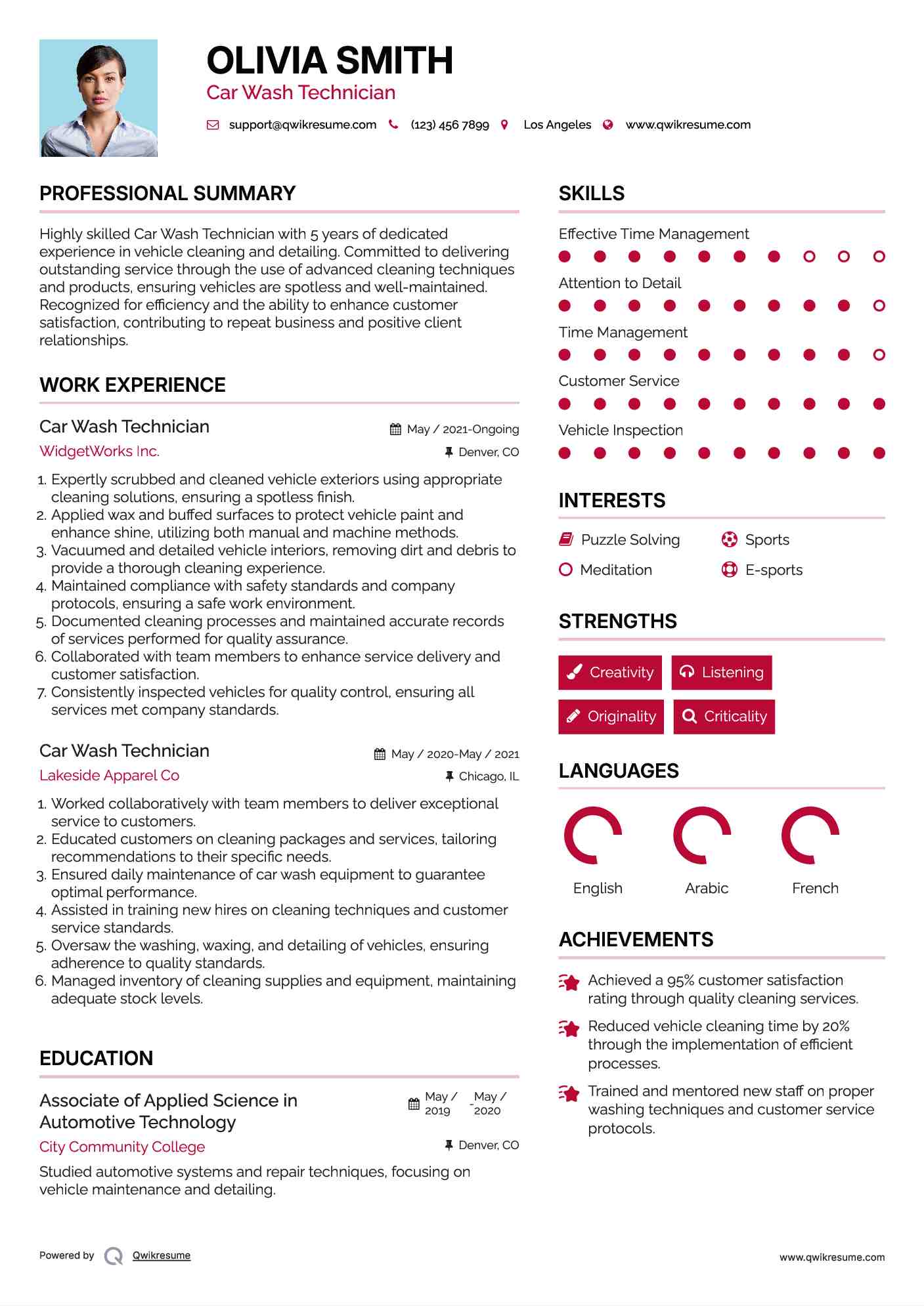 Car Wash Technician Resume Samples QwikResume car-wash-technician-resume-samples-qwikresume