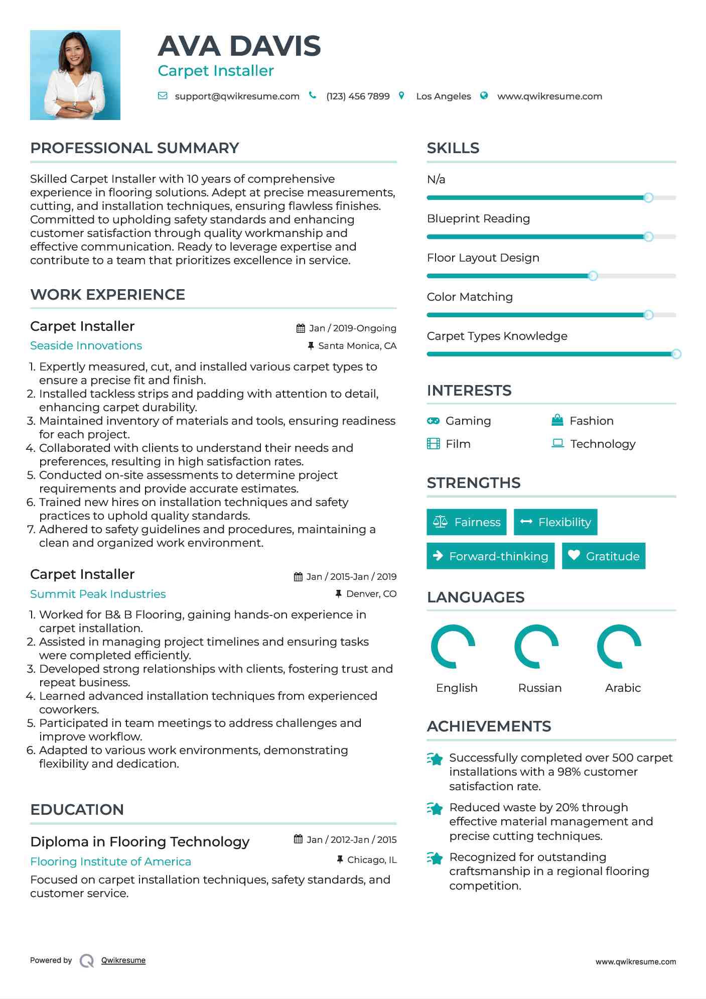 Carpet Installer Resume Samples Qwikresume Carpet Installer Resume Samples Qwikresume