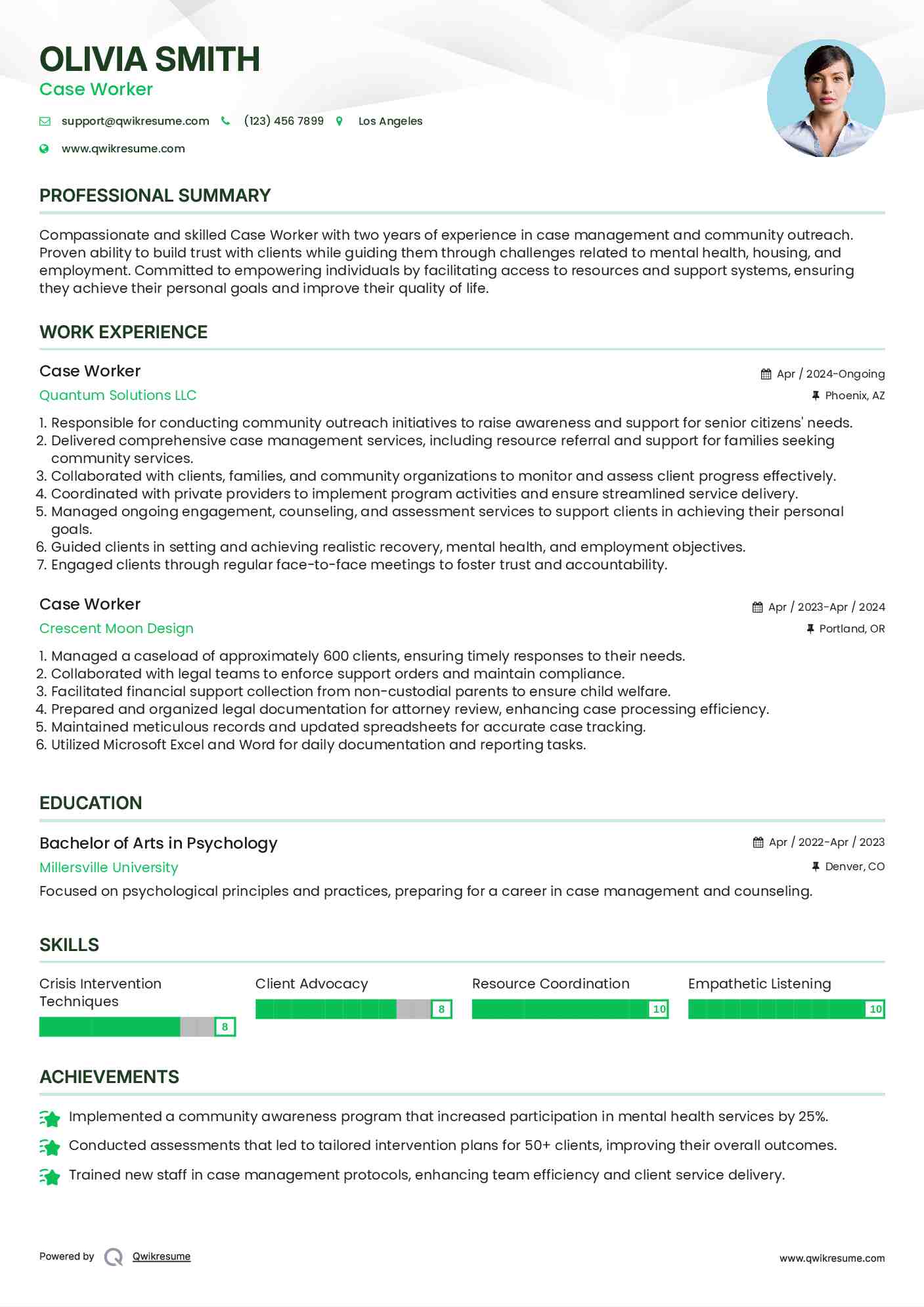 Case Worker Resume Samples QwikResume