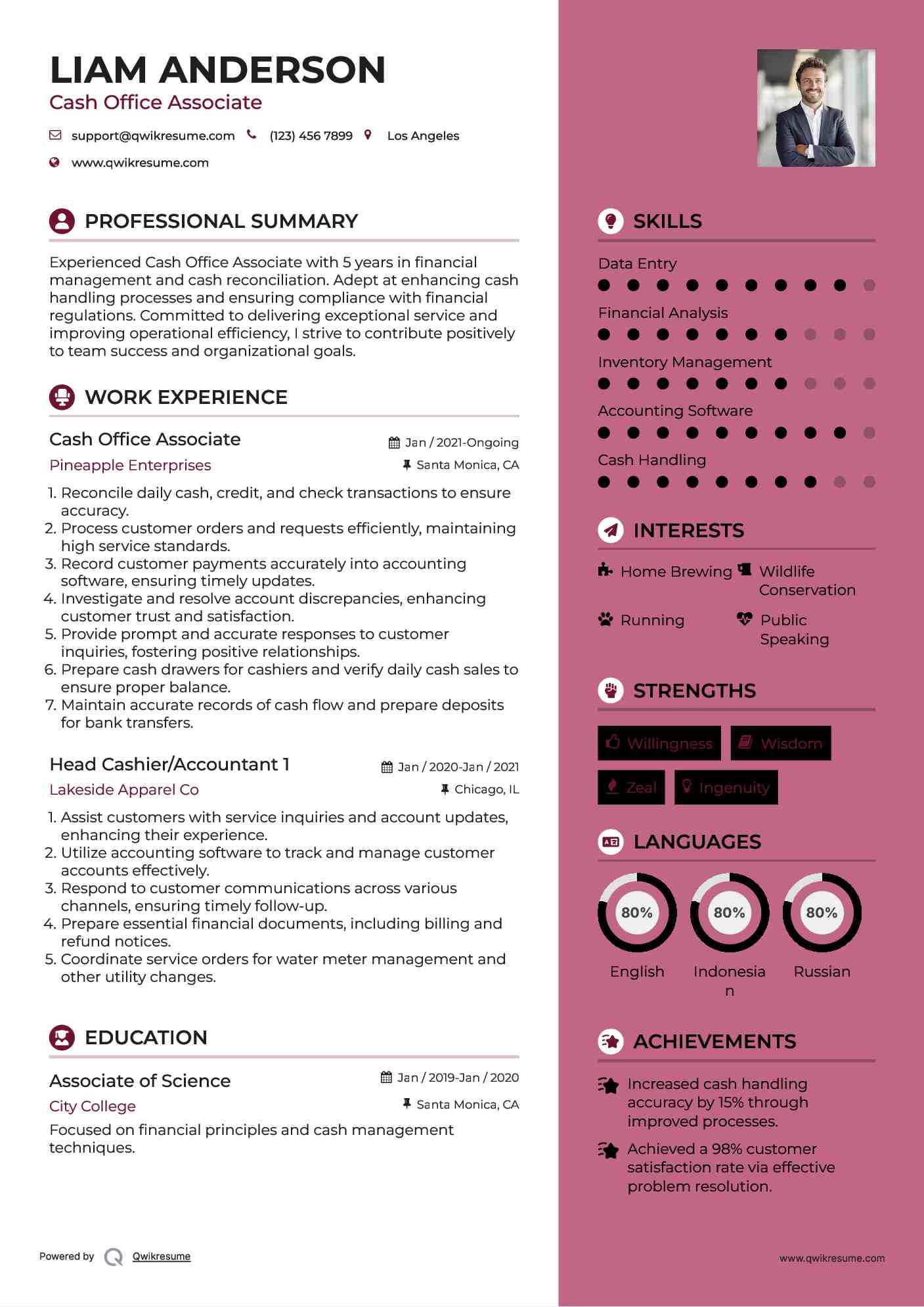 Cash Office Associate Resume Samples QwikResume