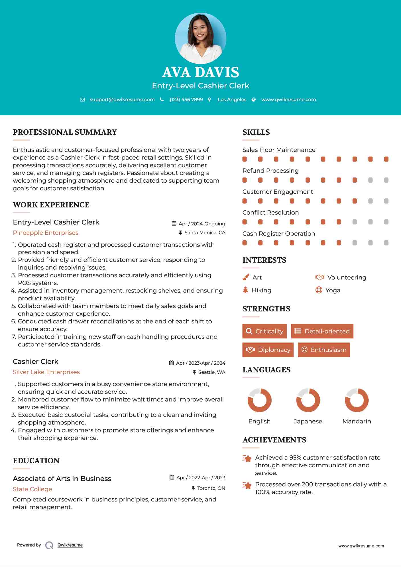 10+ Cashier Clerk Resume Samples & Templates For 2025