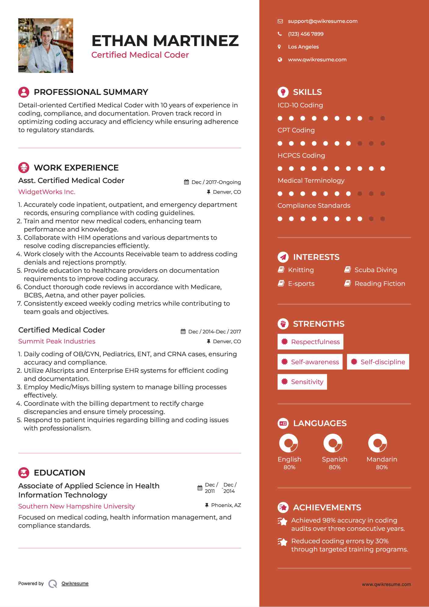 Medical Coder Resume Template