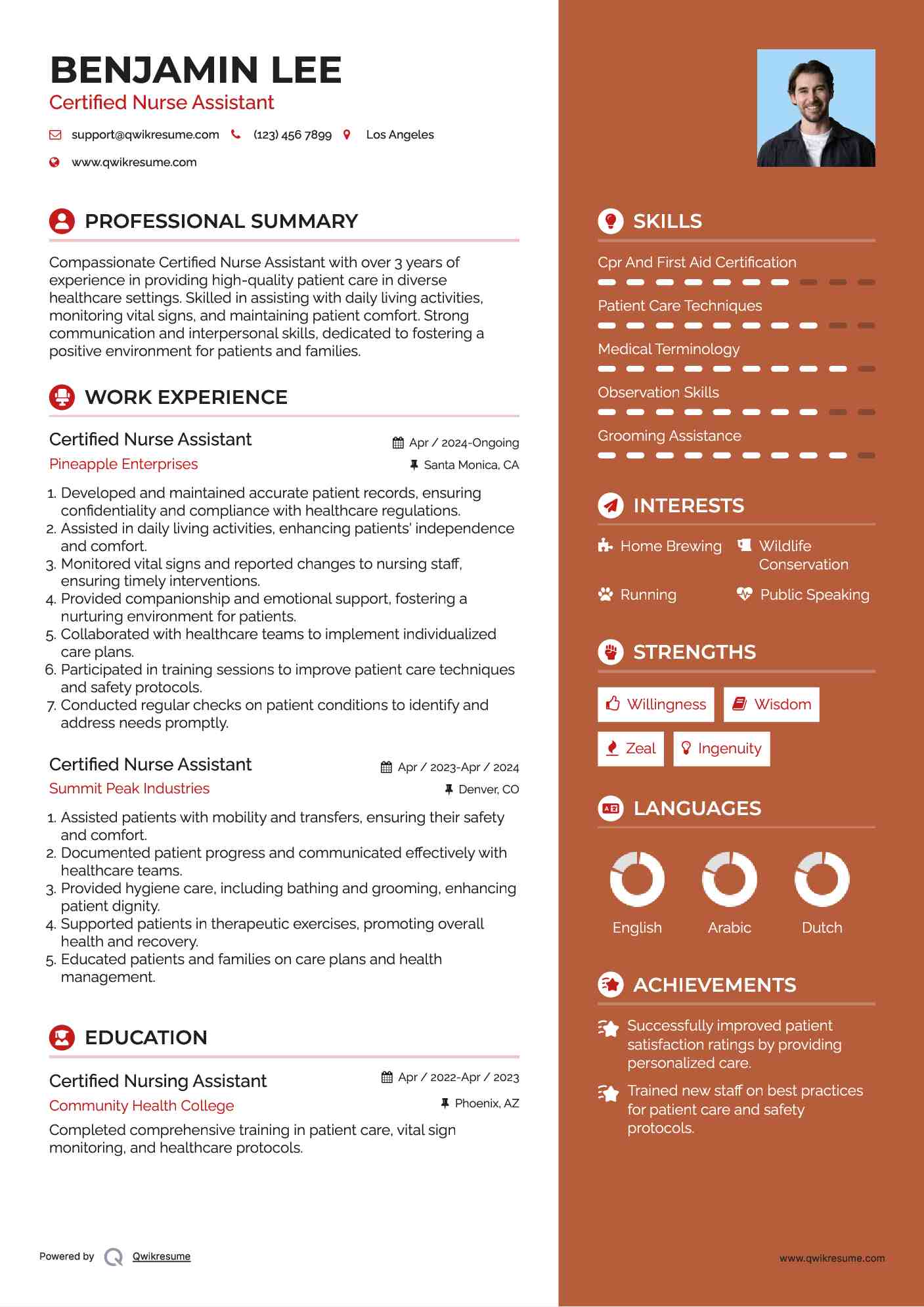 Free Resume Templates For Certified Nursing Assistant