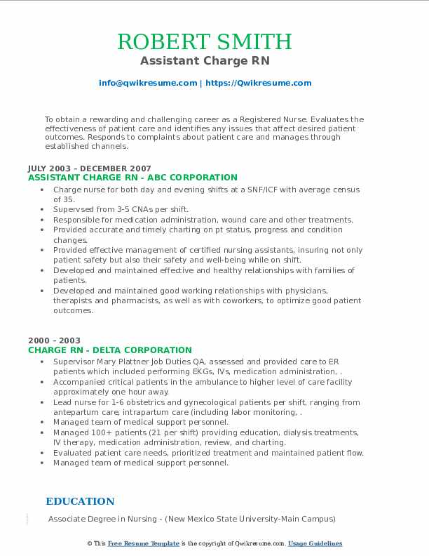 10+ Charge Nurse Resume Samples & Templates for 2025