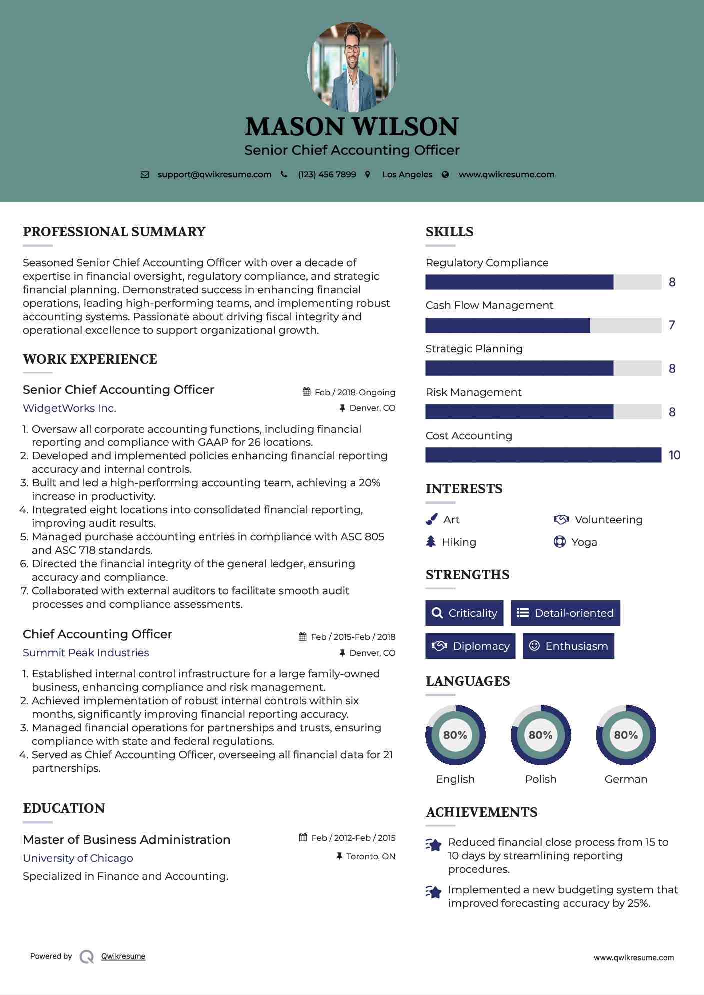 10+ Chief Accounting Officer Resume Samples & Templates For 2025