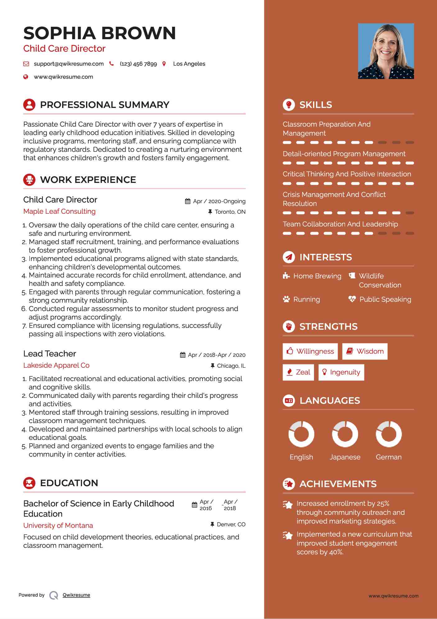 Child Care Experience Resume Mryn Ism