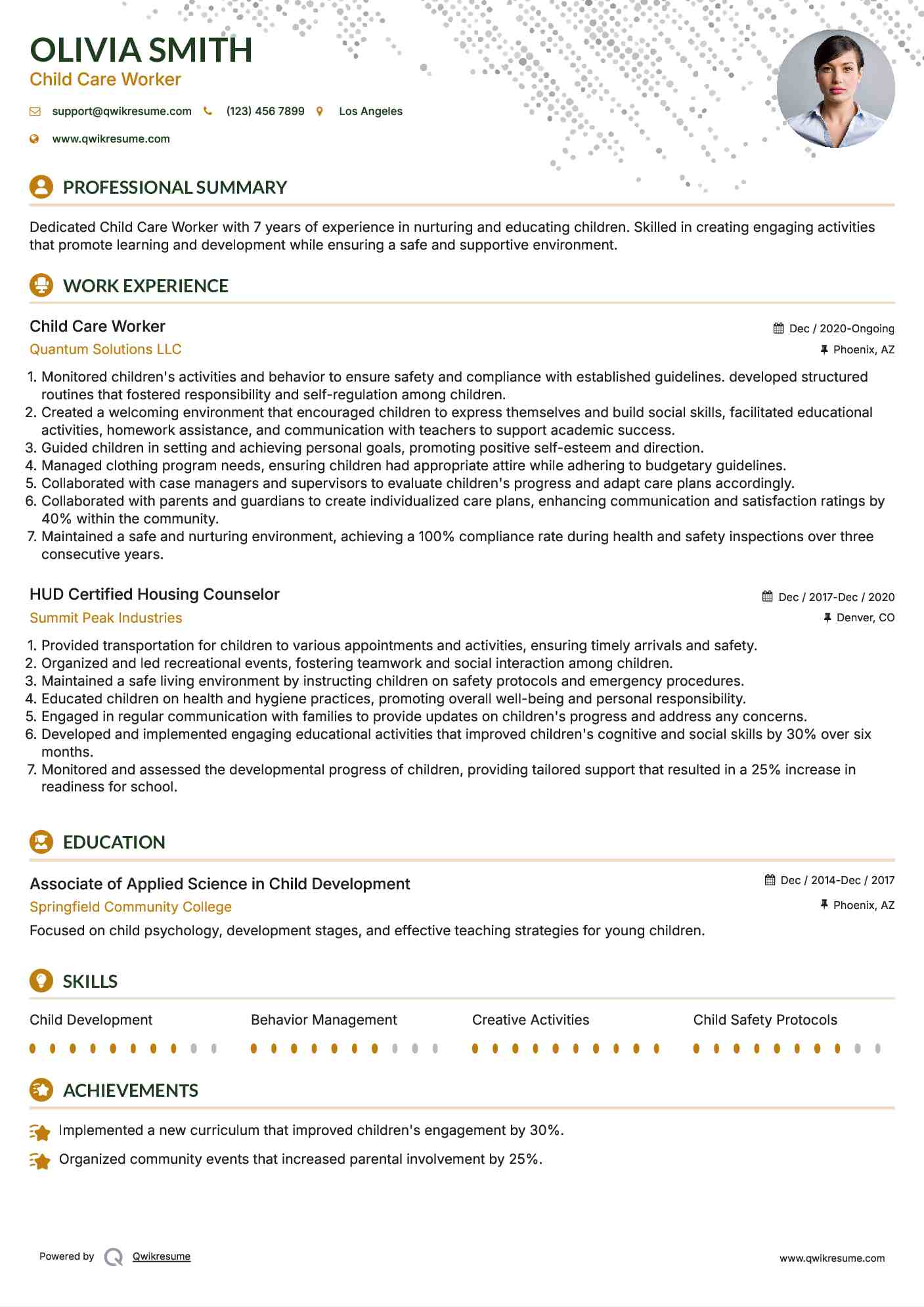 Child Care Worker Resume Samples QwikResume