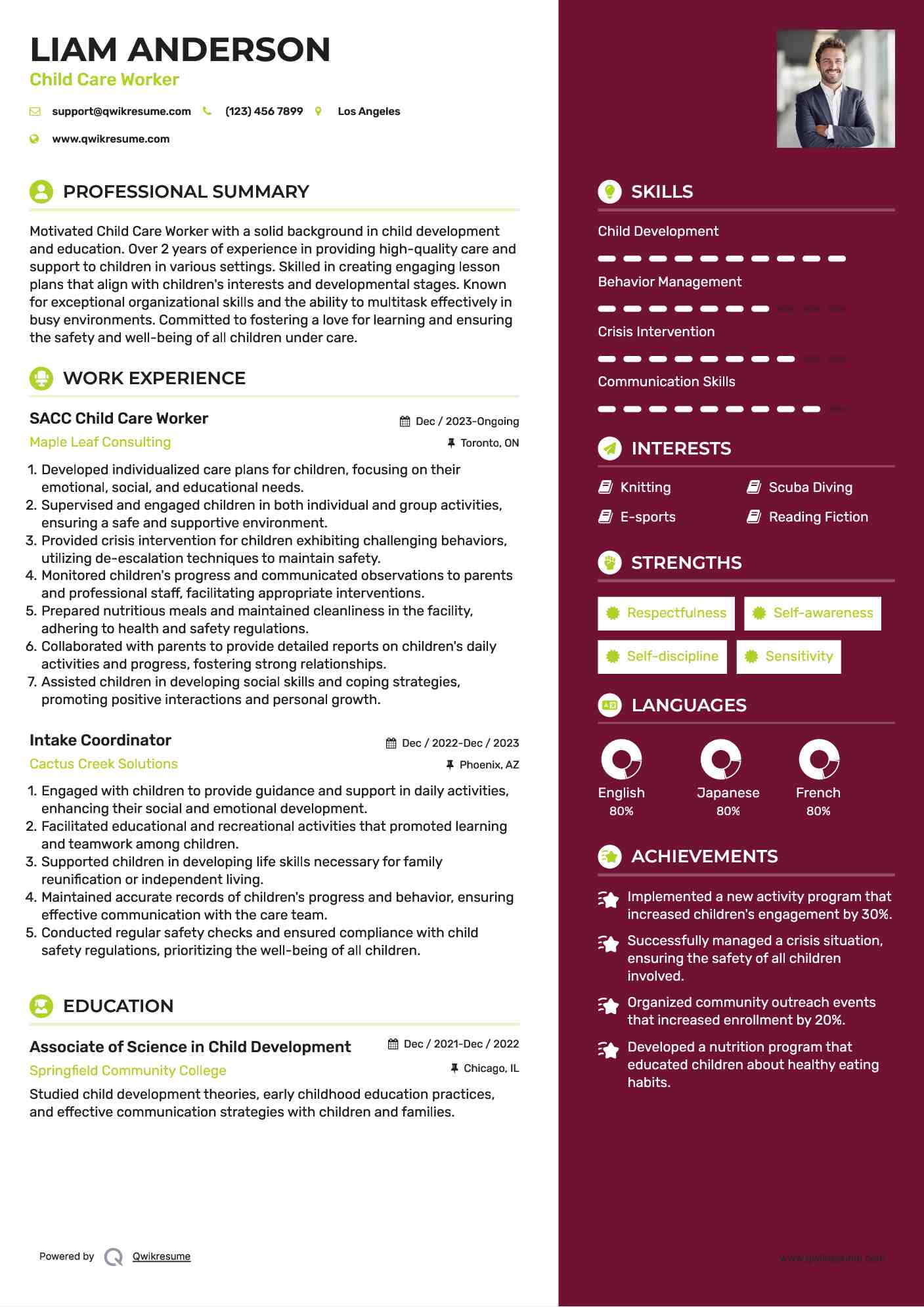 Child Care Worker Resume Samples QwikResume