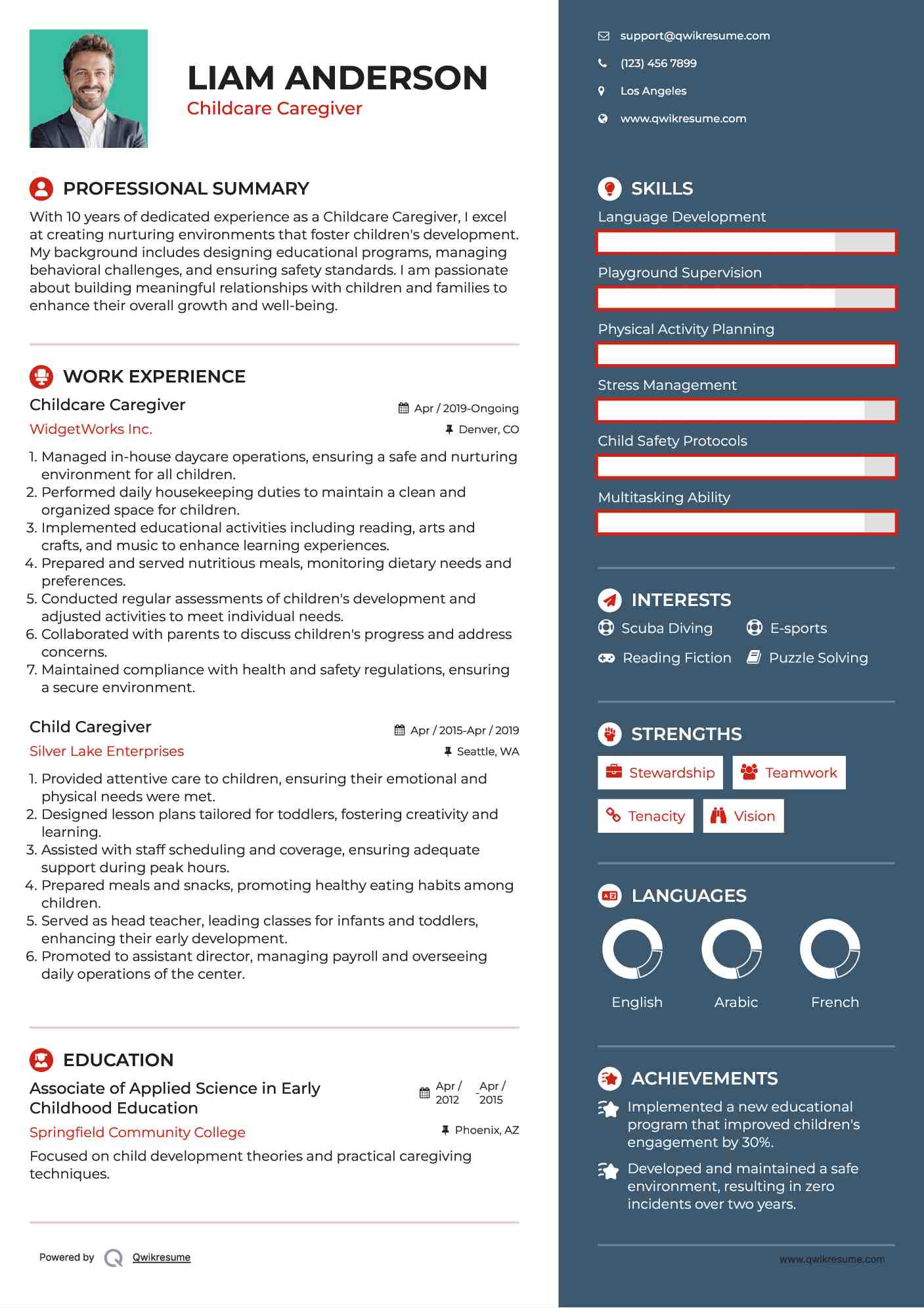 Child Caregiver Resume Samples QwikResume