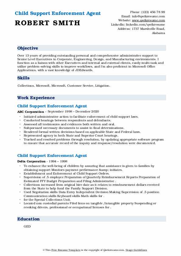 Child Support Enforcement Agent Resume Samples QwikResume child-support-enforcement-agent-resume-samples-qwikresume