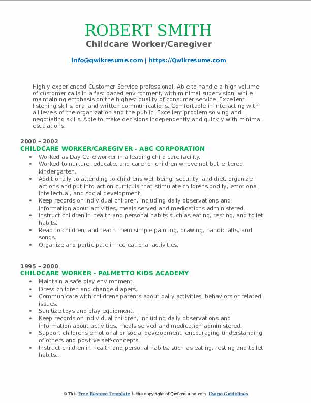Childcare Worker Resume Samples QwikResume