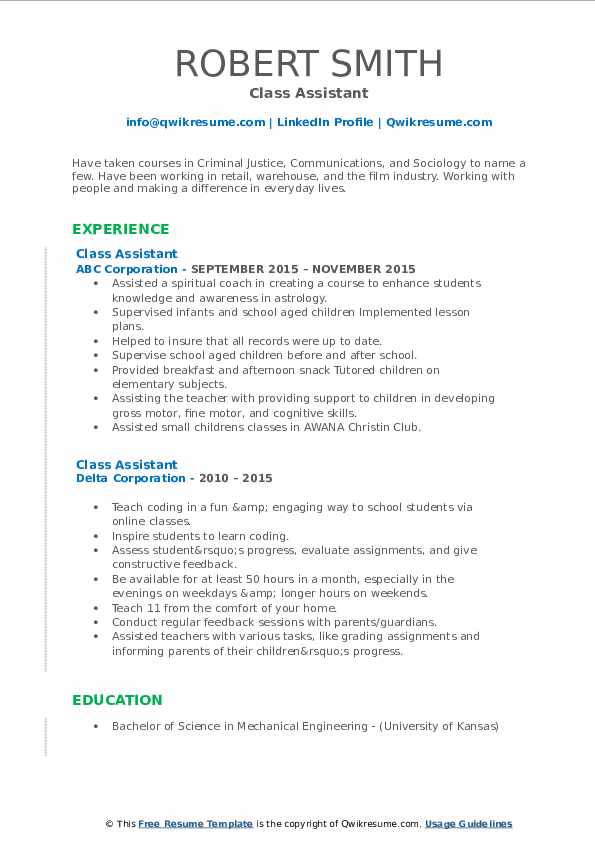 Teacher Assistant Resume Samples | QwikResume